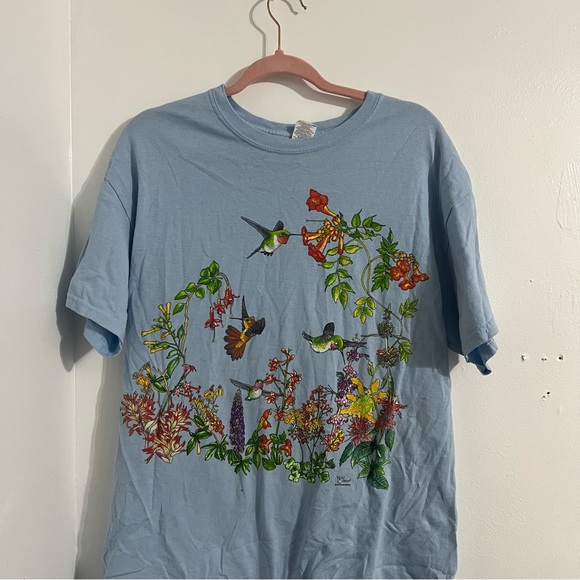 Shirts | Graphictee Birds And Flora Light Blue Large Tshirt One Of A ...